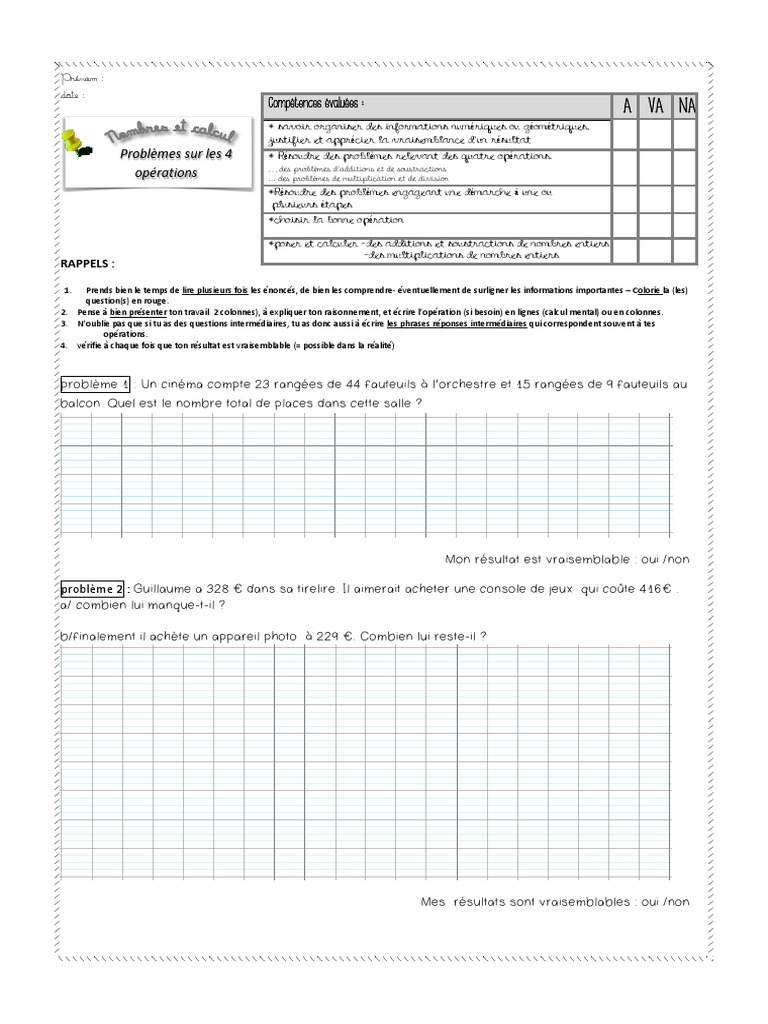 Choisir la bonne opération en CM2 | PDF