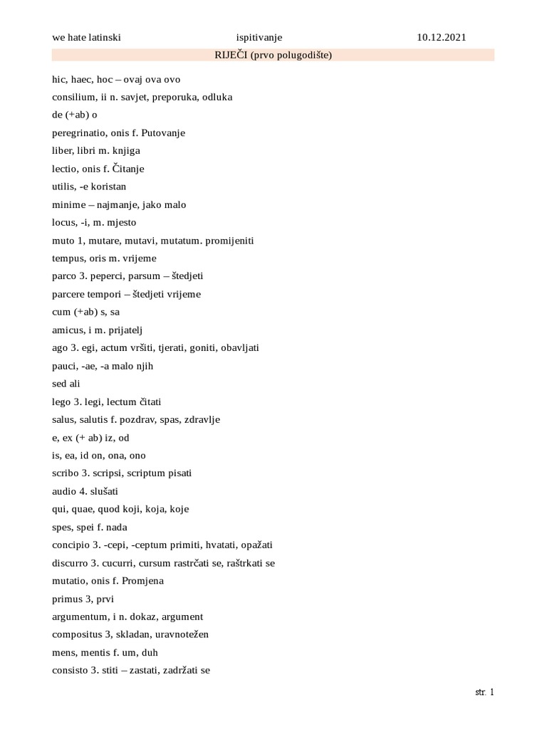 Latin Poslovice I Riječi 2 | PDF