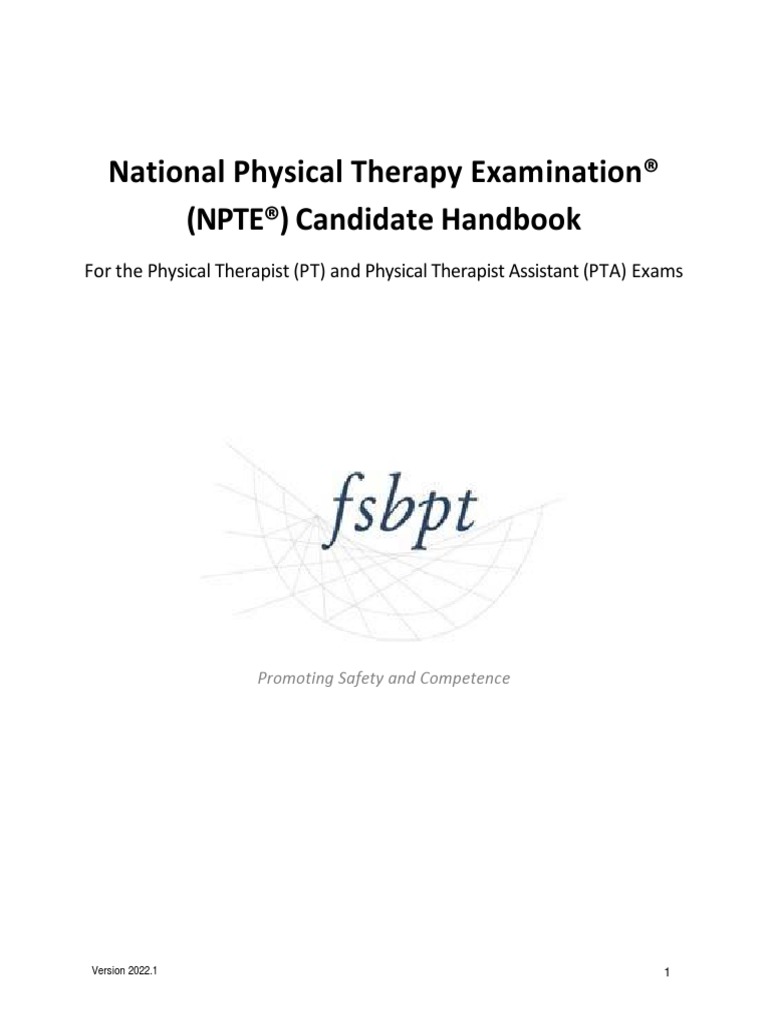 NPTE Candidate Handbook | PDF | Test (Assessment) | Physical Therapy
