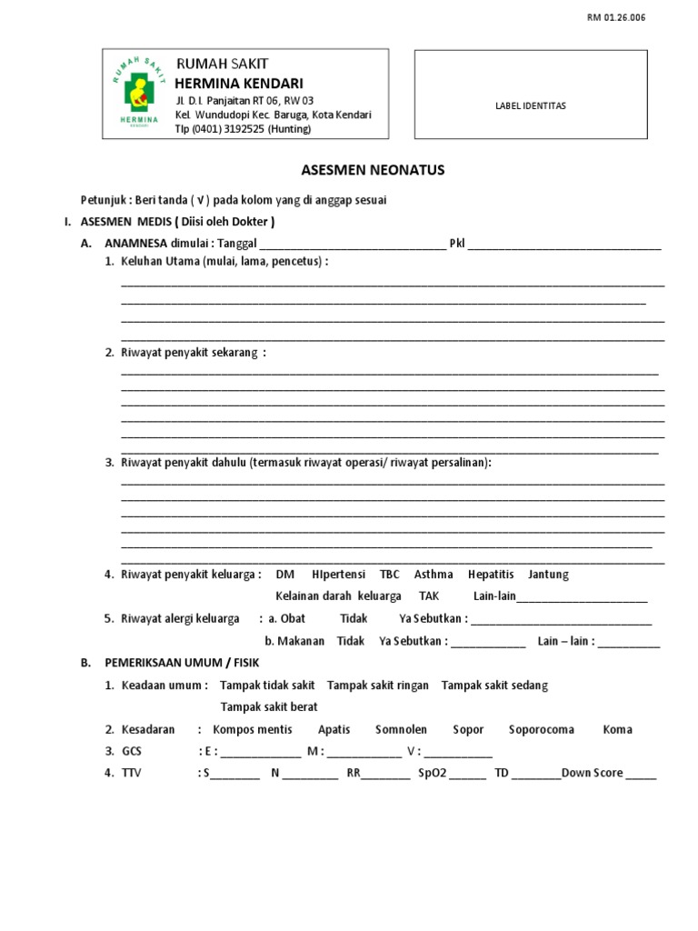RM 01.26.006 Asesmen Neonatus | PDF | Pengembangan Diri