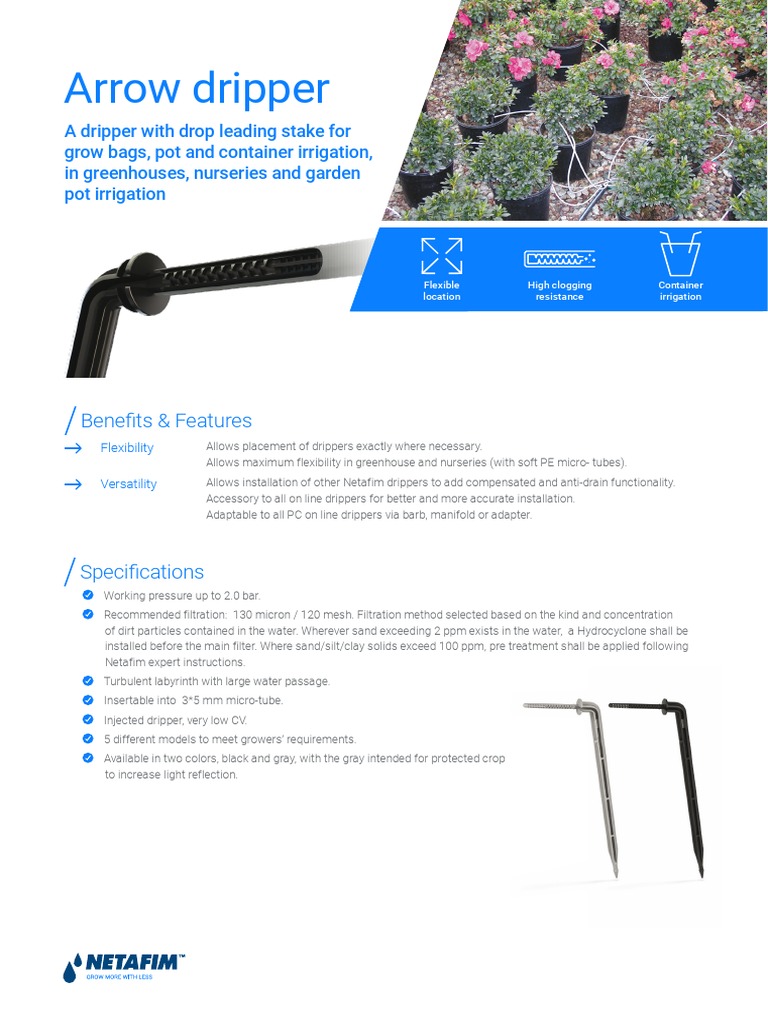 Arrow Dripper Product Sheet | PDF | Filtration | Chemistry