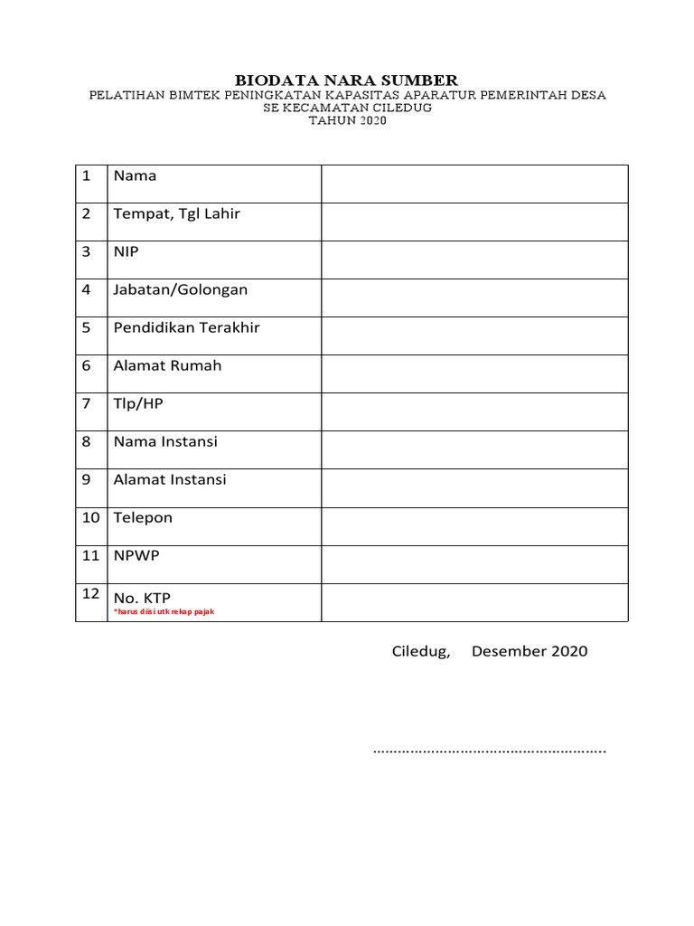 Biodata Narsum Bimtek | PDF