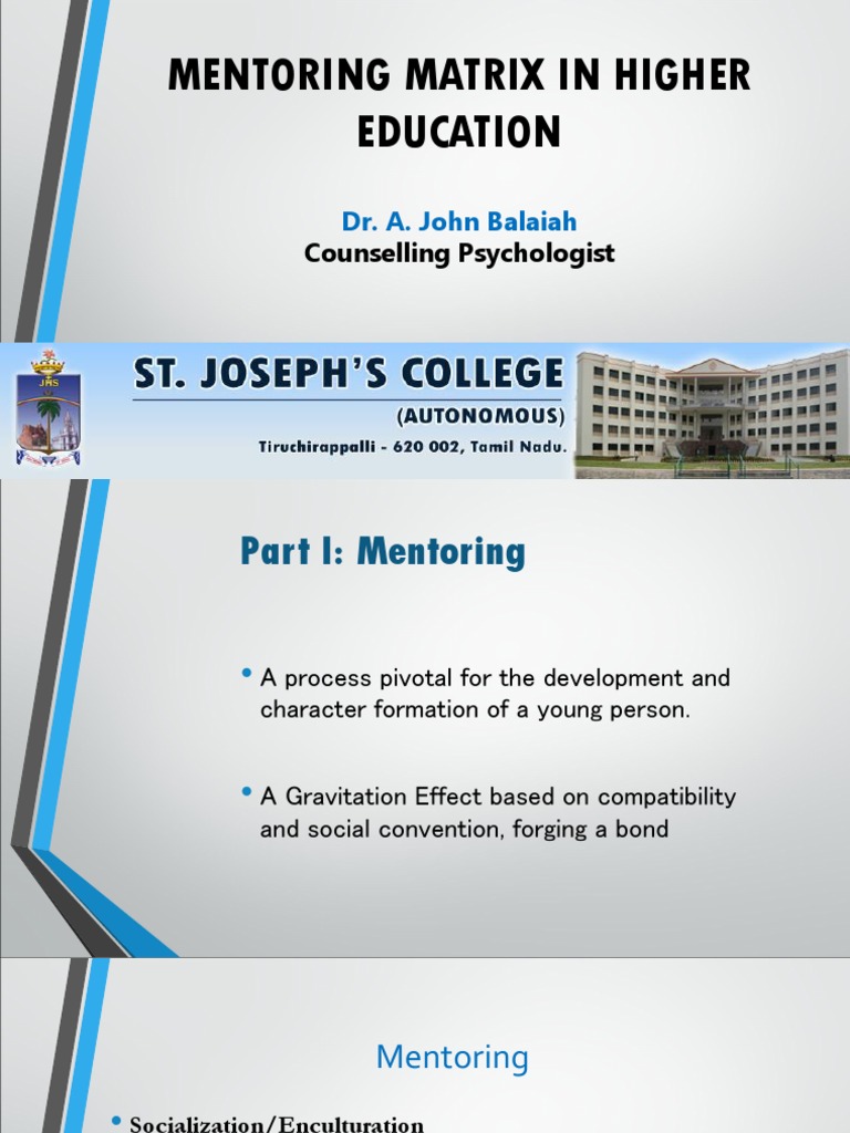 Mentoring Matrix in Higher Education: Dr. A. John Balaiah | PDF ...