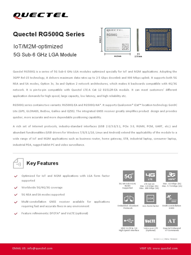 Quectel Rg500Q Series: Iot/M2M-Optimized | PDF | 4 G | Service Industries