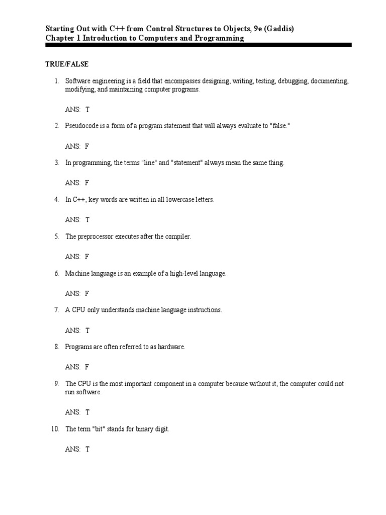 ch01 - Drake Test Bank For Starting Out With C From Control Structures ...
