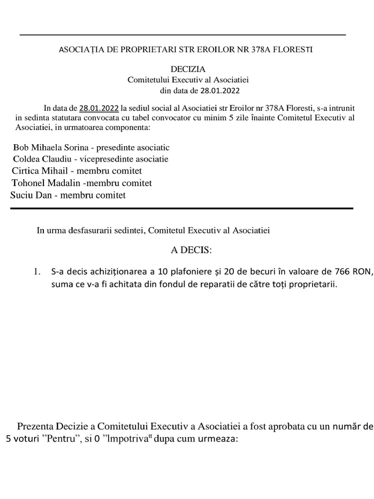 Decizie Comitet | PDF