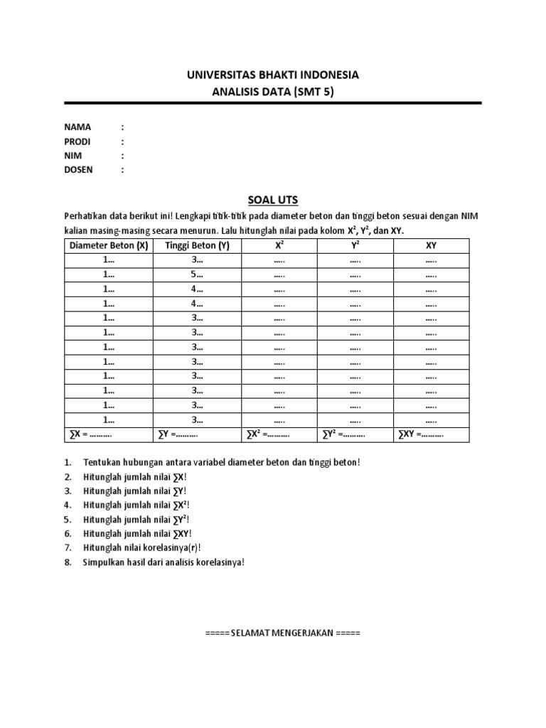 Soal Uts - Analisis Data | PDF