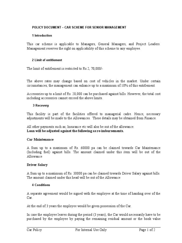 Company Car Policy Doc Download Car Policy | PDF | Insurance | Employment