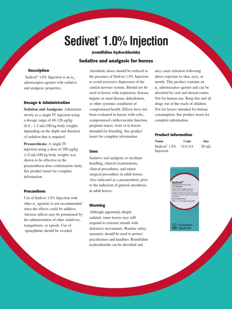 Sedivet 1.0% Injection: Sedative and Analgesic For Horses | PDF ...