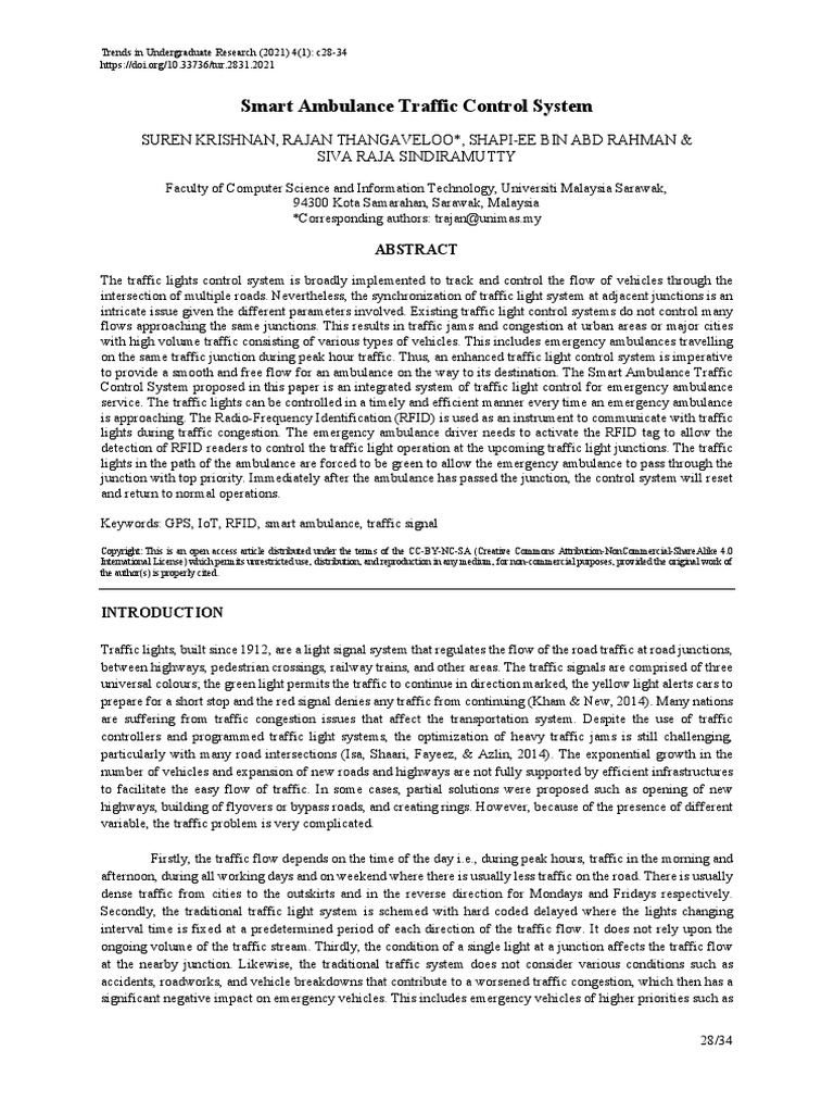 Smart Ambulance Traffic Control System | PDF | Traffic | Traffic Light