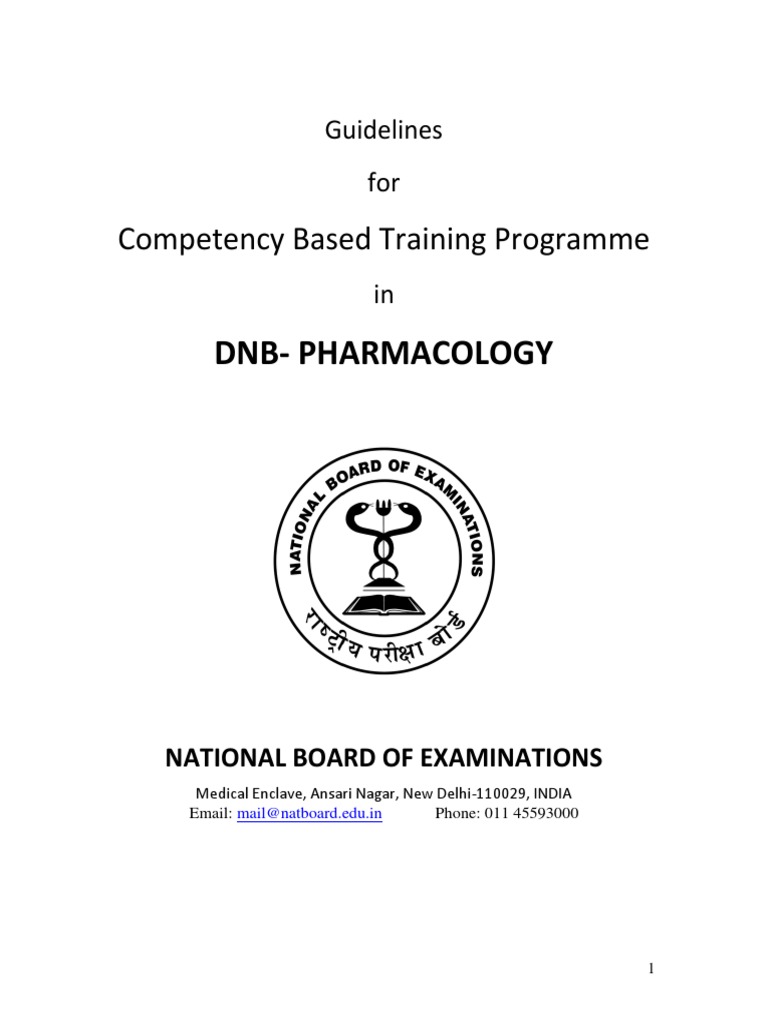 Dnb-Pharmacology: Competency Based Training Programme | PDF | Pharmacology | Thesis