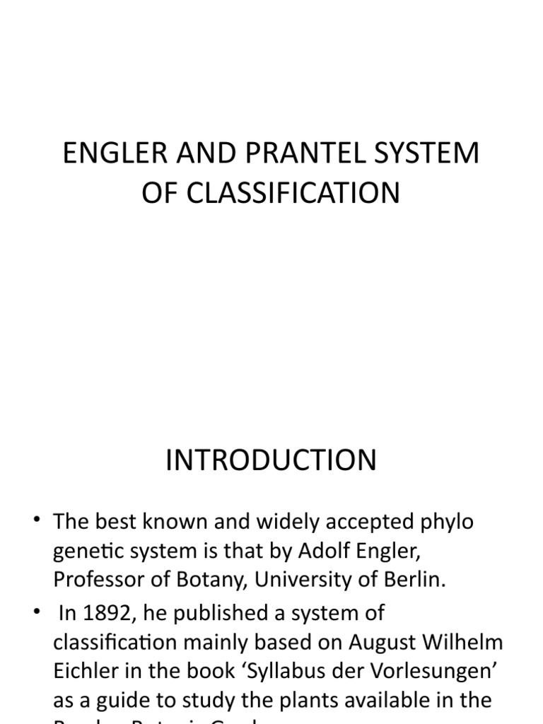 Engler and Prantel System of Classification | PDF | Plants | Botany