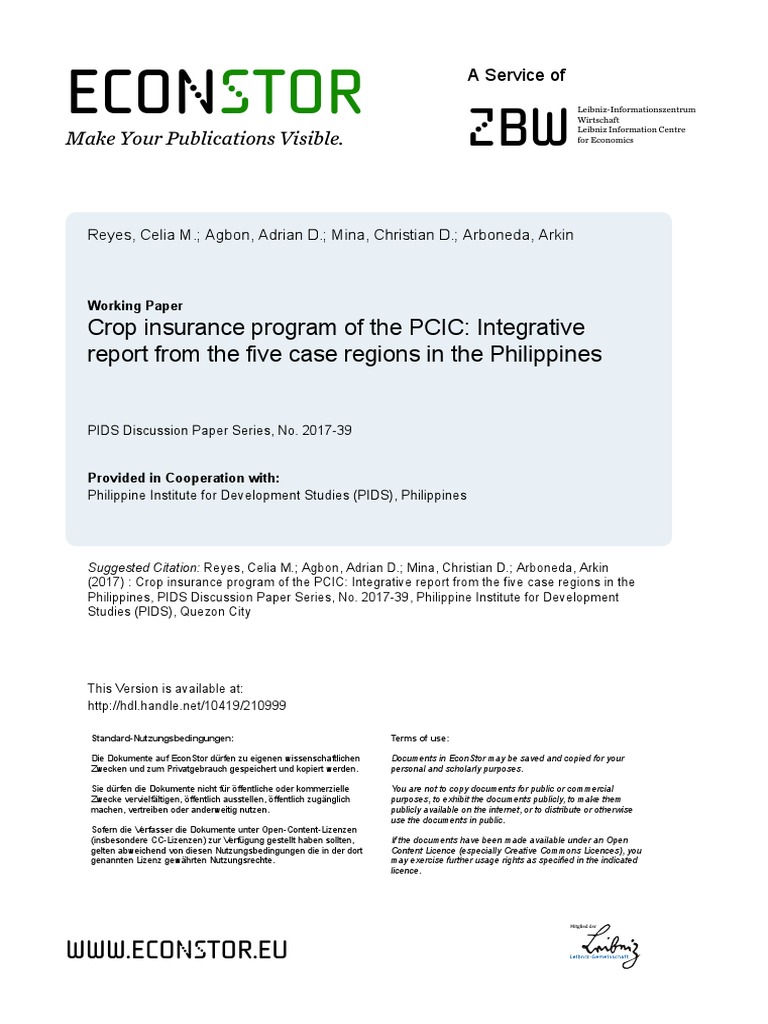 PCIC Crop Insurance Program Insights | PDF | Sample Size Determination ...