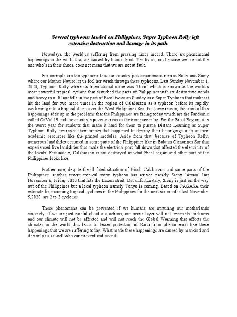 Typhoon Rolly Essay | PDF | Typhoon | Tropical Cyclones
