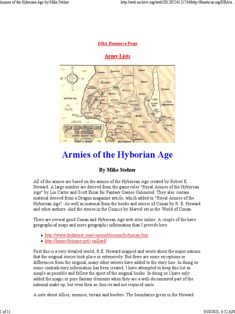Hyborian Armies DBA | PDF | Travel | History