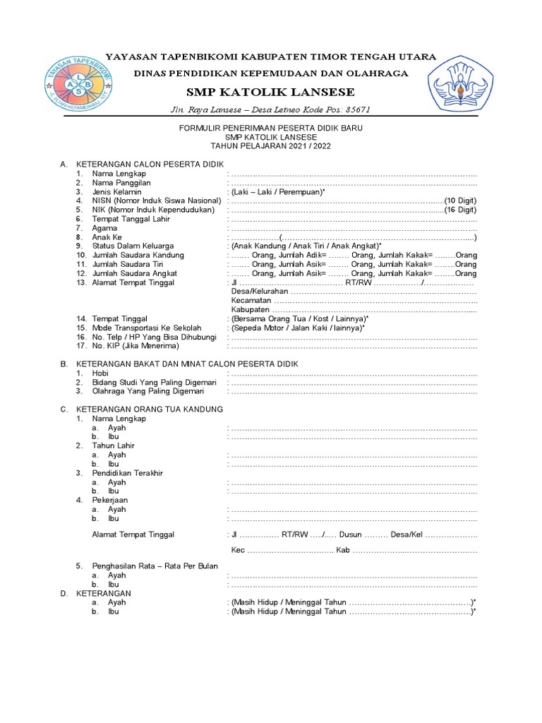 Data Siswa Baru 2021 Pdf