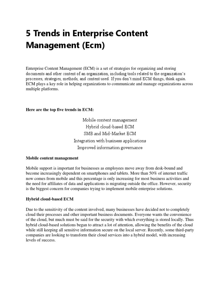 5 Trends in Enterprise Content Management (Ecm) | PDF | Cloud Computing ...