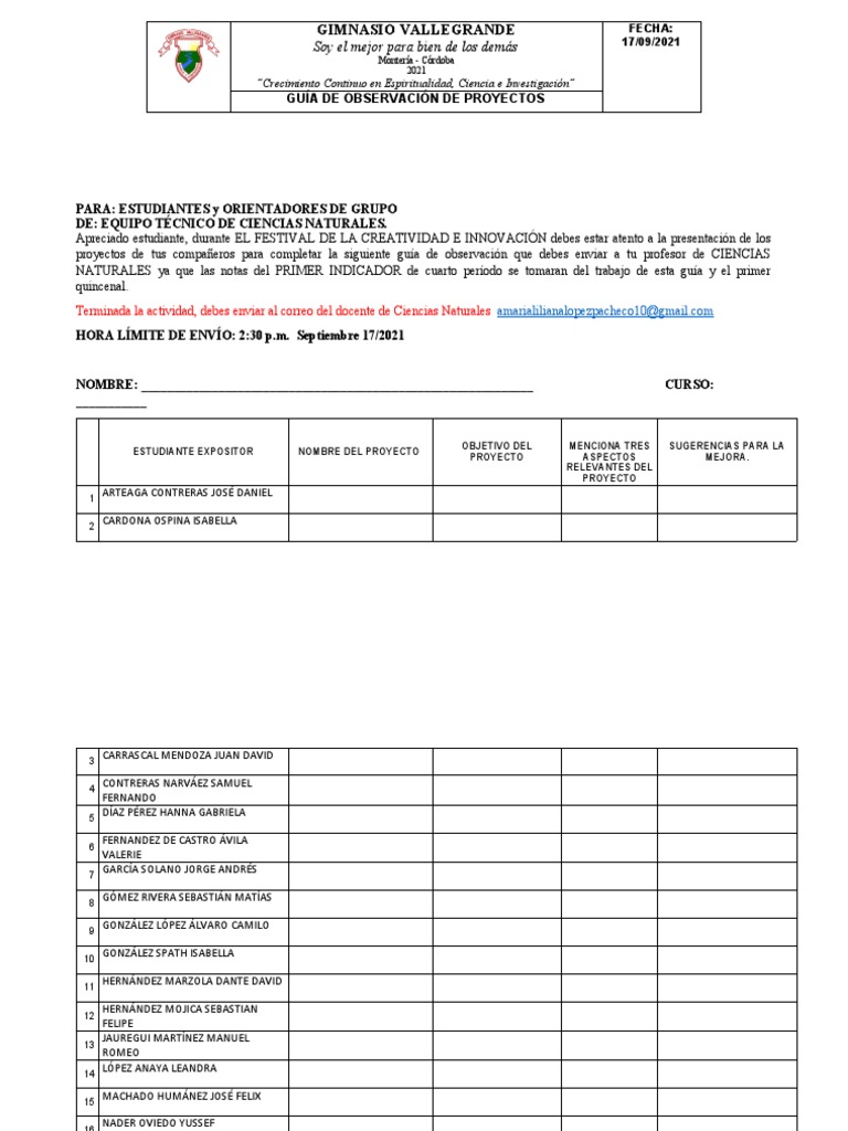 Guía de Observación de Proyectos. 7B | PDF
