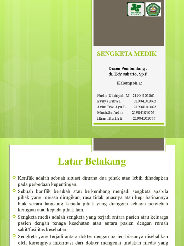 PPT Sengketa Medis Dan Penyelesaiannya | PDF