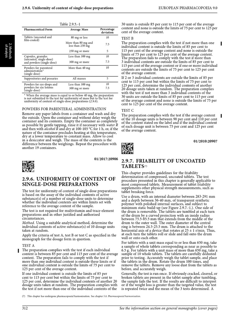26252.9.6. Uniformity of Content of Single-Dose Preparations | PDF ...