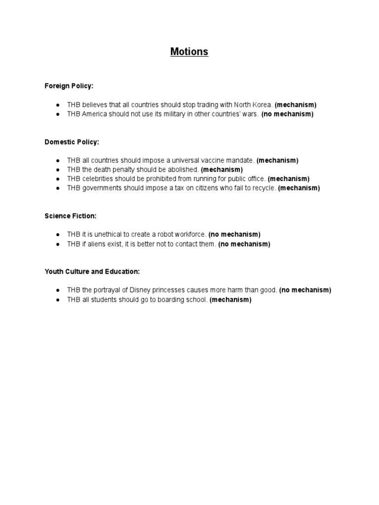 Debate Motions | PDF