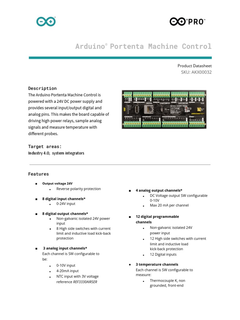 Arduino Portenta Machine Control: SKU: AKX00032 | PDF | Usb ...
