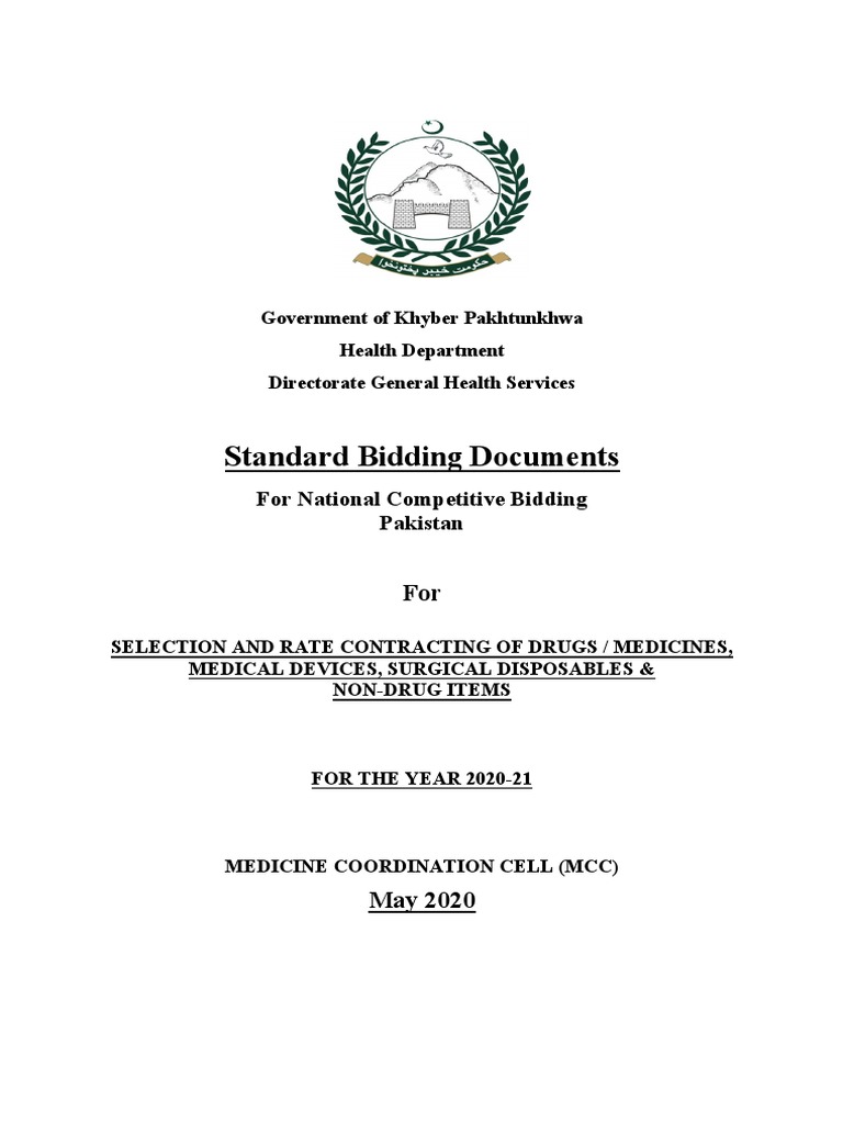 Approved Standard Bidding Documents For Govt MCC 2020-21 | PDF | Specification (Technical ...