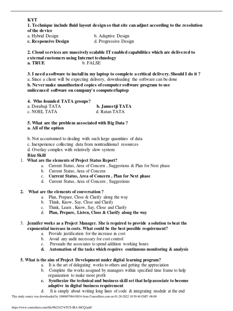 Tcs Ira Mcq1 PDF | PDF | Html Element | Computer File