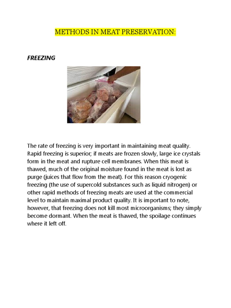 Methods in Meat Preservation | PDF | Food Preservation | Curing (Food ...