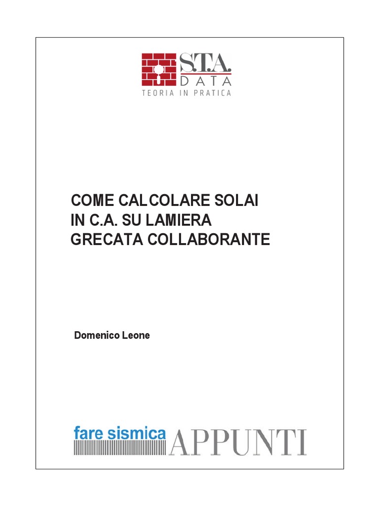 Come Calcolare Solai in C.A. Su Lamiera Grecata Collaborante | PDF