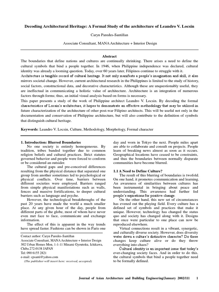 Decoding Architectural Heritage A Formal | PDF | Philippines | Force