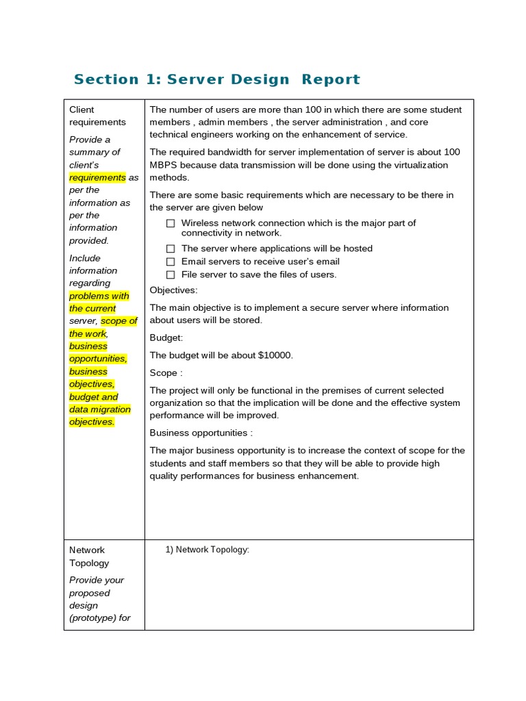 Server Design and Network Implementation | PDF | Computer Network ...