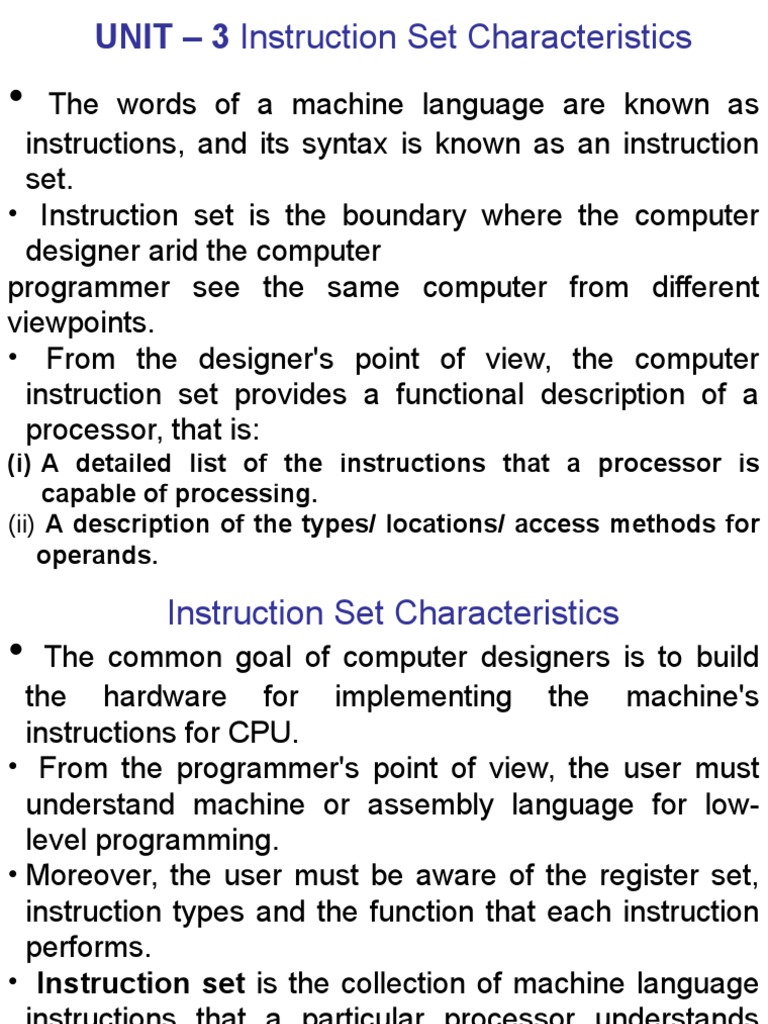 Instruction Set Characteristics Guide | PDF | Central Processing Unit ...
