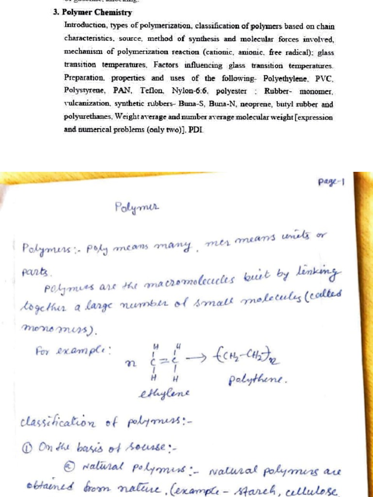 Polymer Chemistry Btech Notes1 | PDF | Polymers | Polymer Chemistry