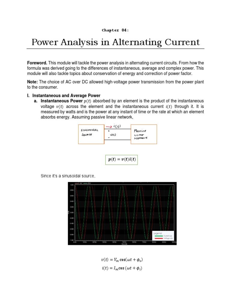 Power Analysis in Alternating Current | PDF | Ac Power | Electrical Impedance