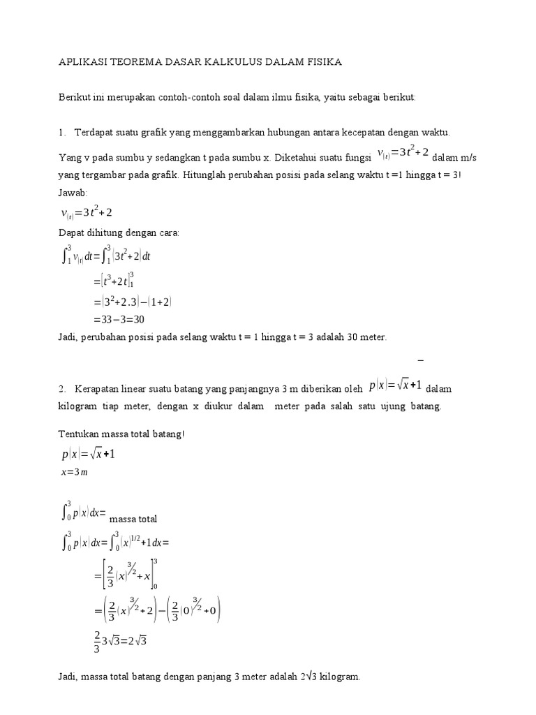 Contoh Soal Kalkulus dalam Fisika | PDF
