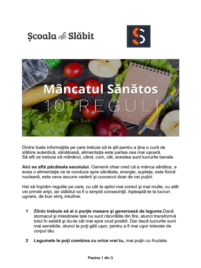 10 Reguli Pentru o Alimentatie Sanatoasa | PDF