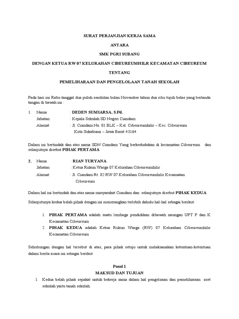 MoU SMK Dengan Masyarakat | PDF