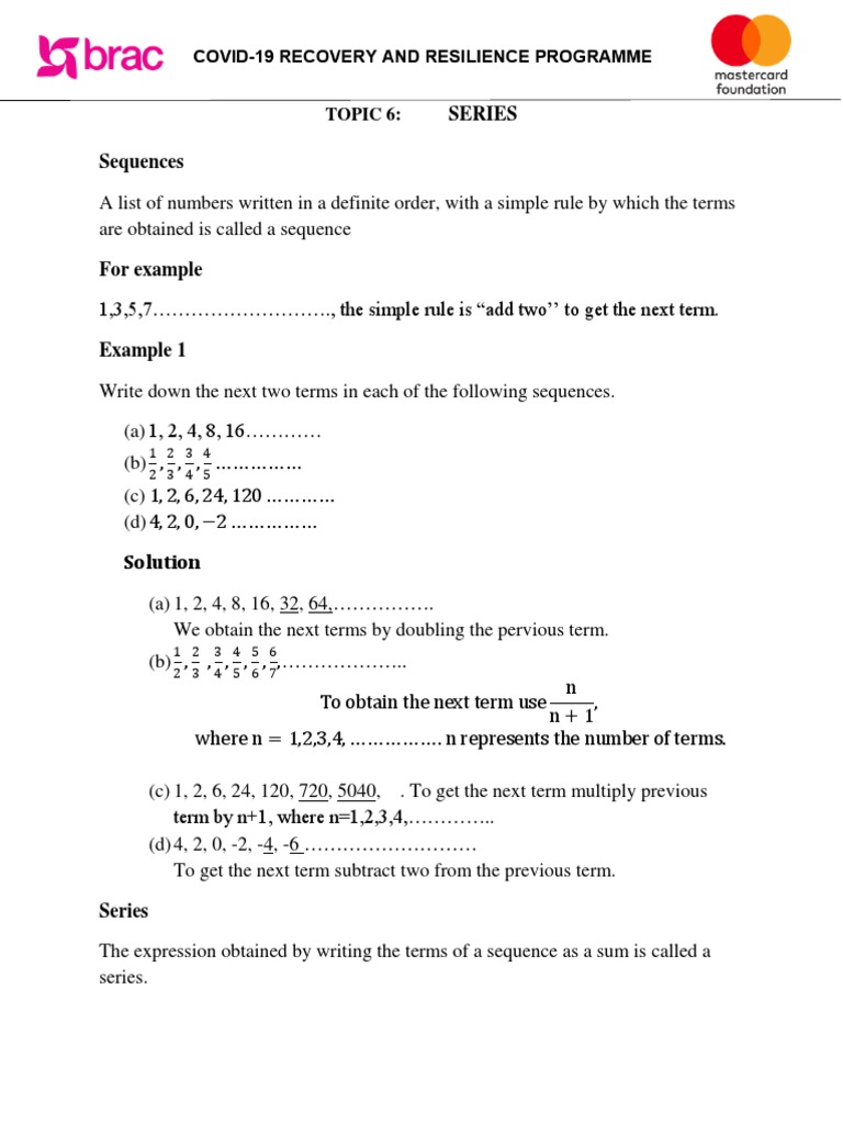Exploring Sequences and Series: An In-Depth Look at Patterns Formed by ...