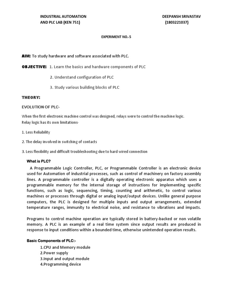 Learn The Basics and Hardware Components of PLC 2. Understand ...