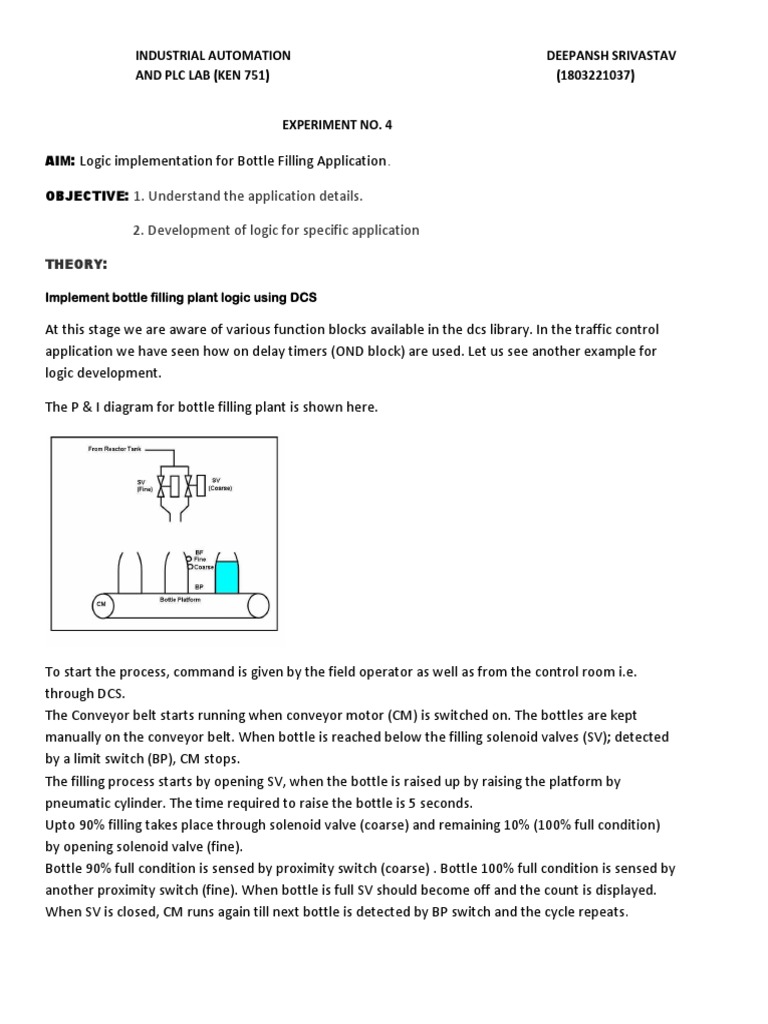 Bottle Filling Logic in DCS Automation | PDF | Programmable Logic ...