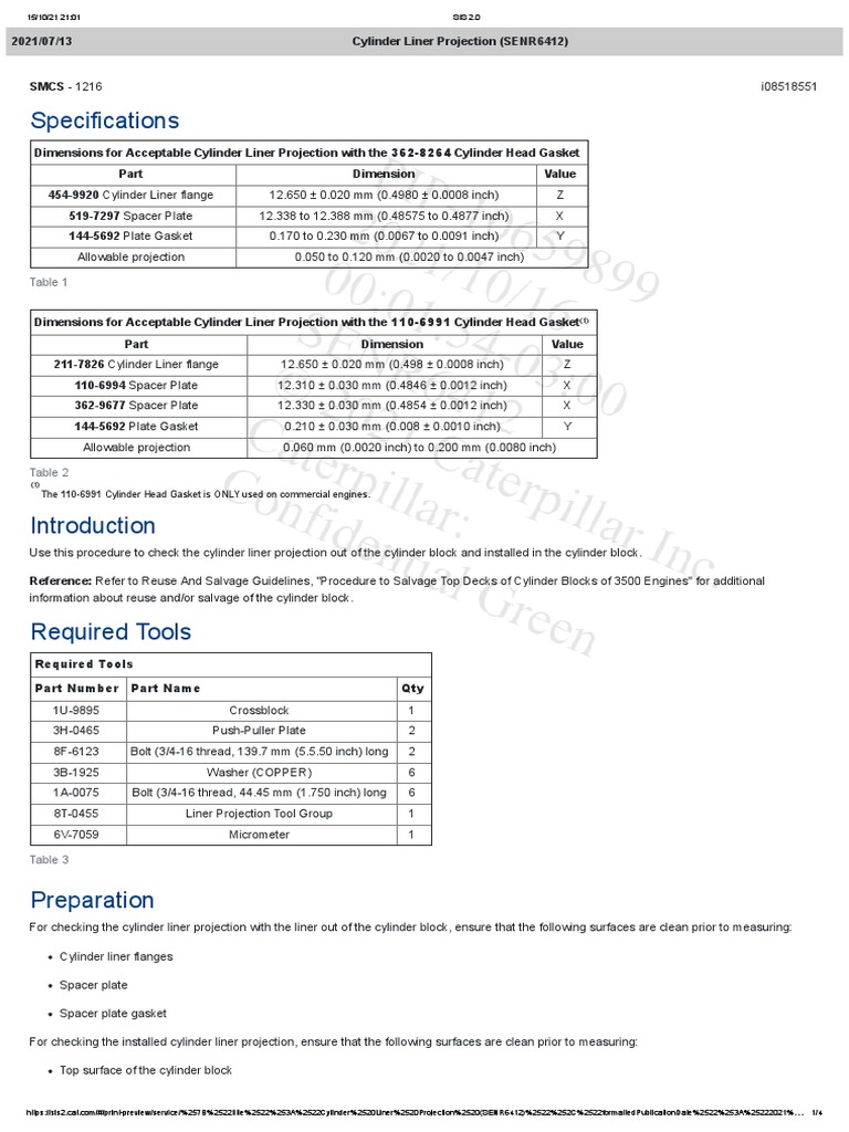 Cylinder Liner Projection | Download Free PDF | Screw | Mechanical ...