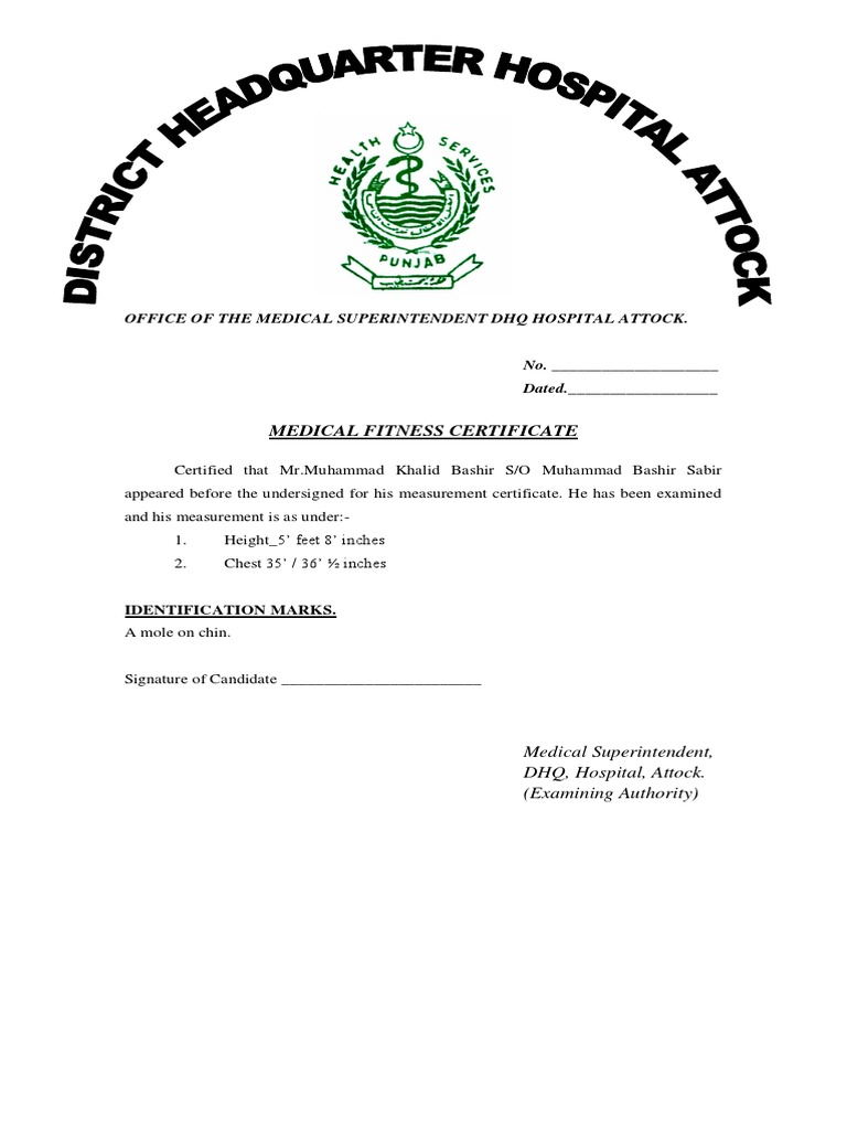Medical Fitness Form Driving | PDF