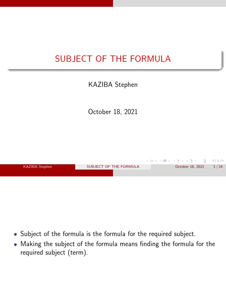 Subject of The Formula | PDF | Mathematics | Mathematical Notation
