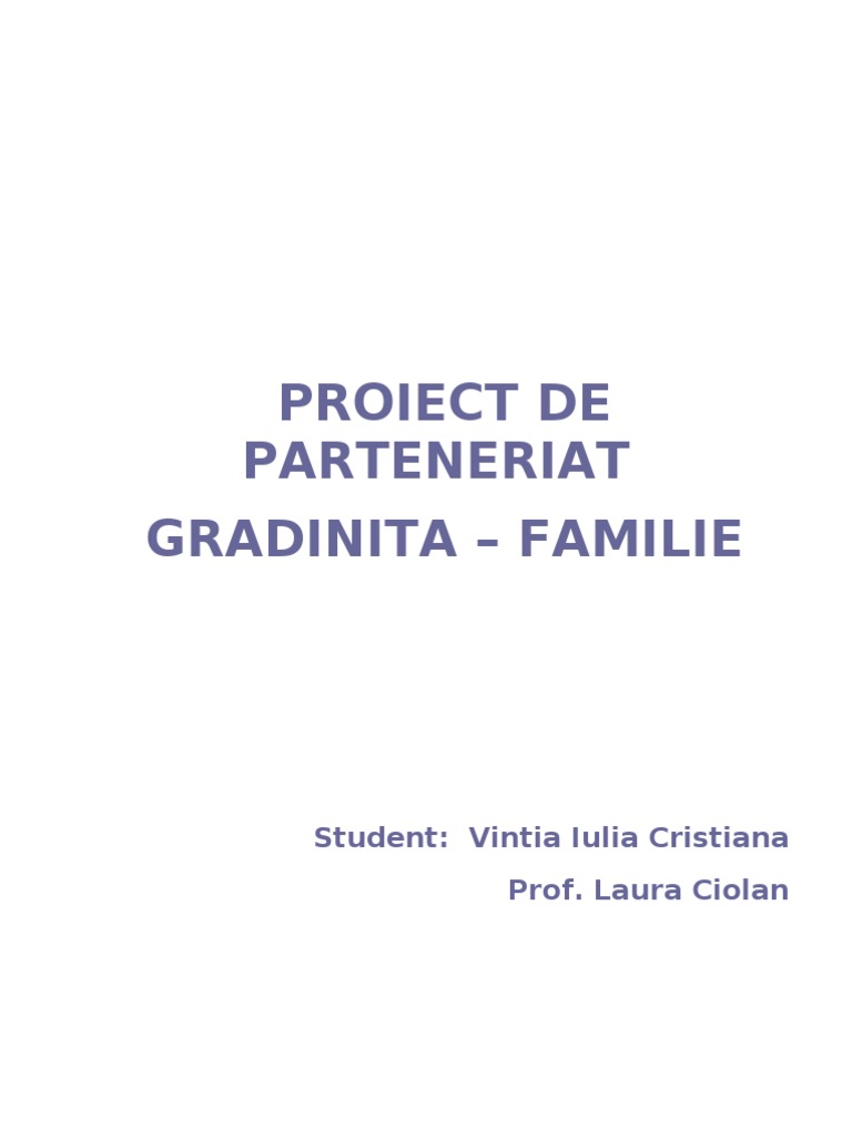 PROIECT DE PARTENERIAT