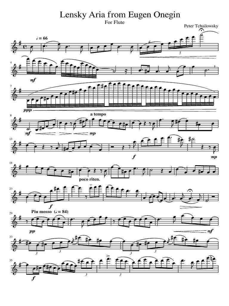 Lensky Aria From Eugen Onegin: For Flute | PDF | Musicology | Musical ...