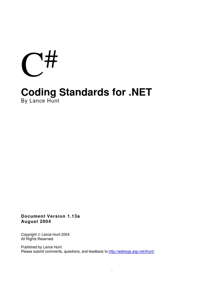 CSharp Coding Standards For | PDF | C Sharp (Programming Language ...