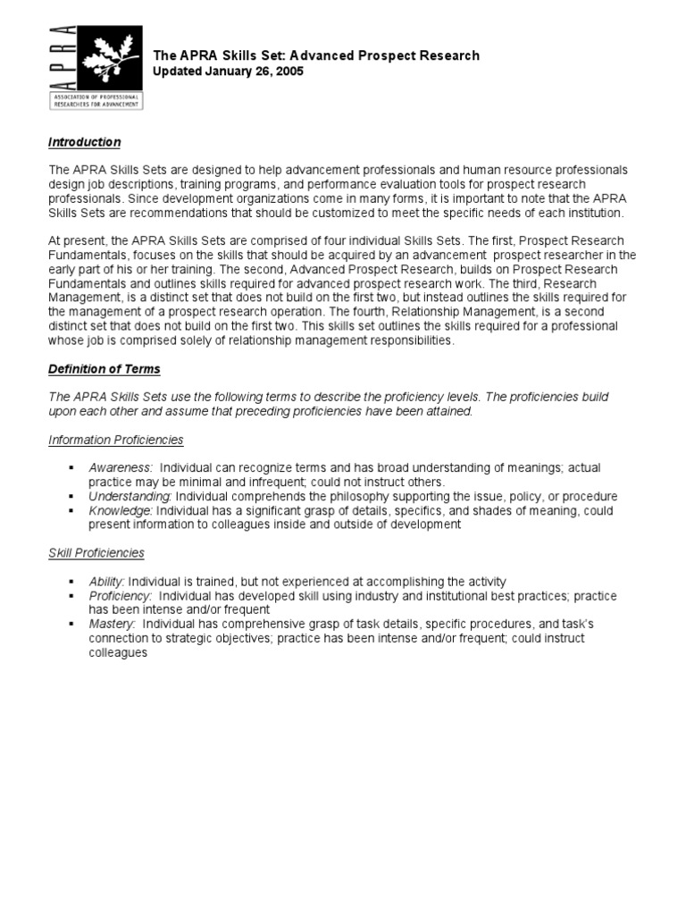 Skills Sets 2 - Advanced Prospect Research | PDF | Fundraising | Mentorship