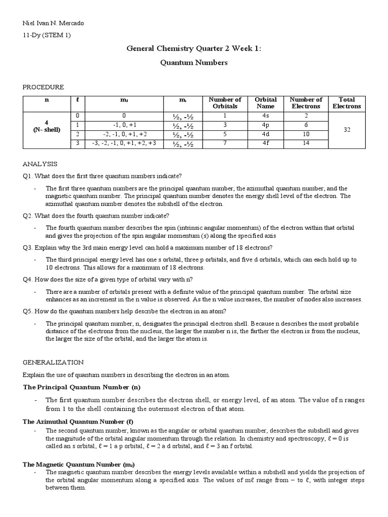 General Chemistry Quarter 2 Week 1 3 | PDF | Atomic Orbital | Electron ...