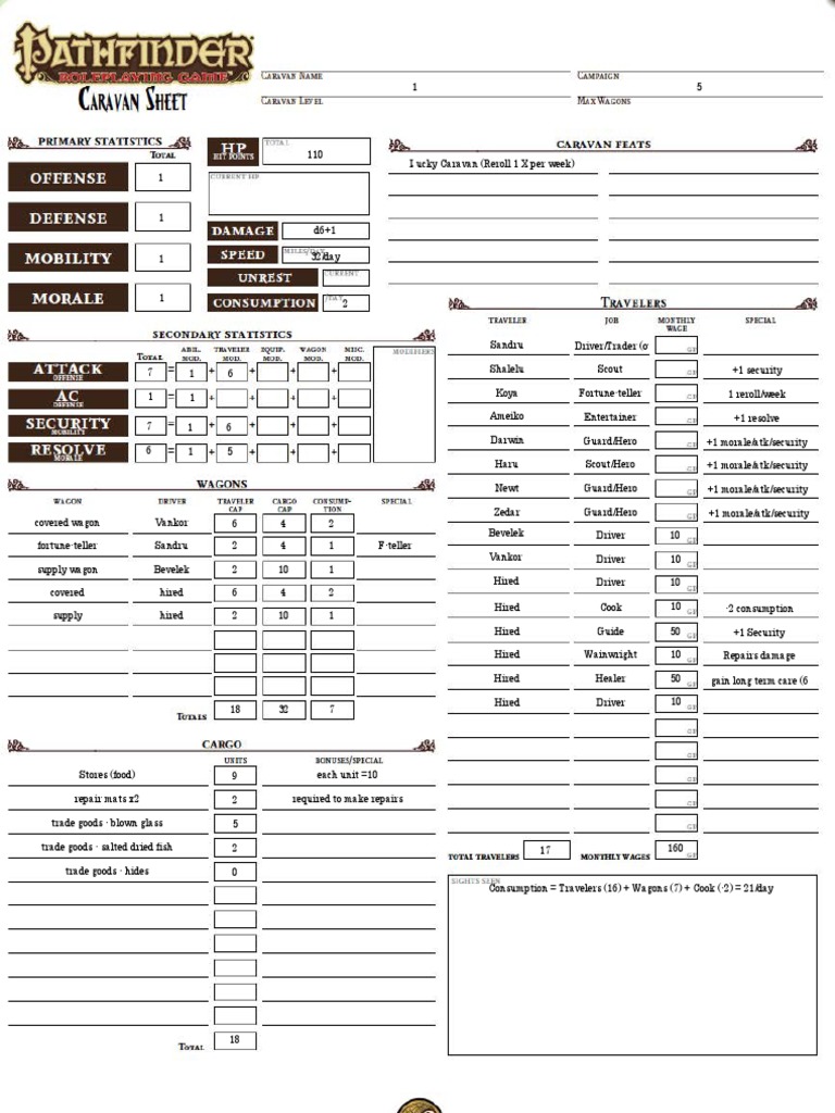Dokumen - Tips Pathfinder Caravan Sheet | PDF